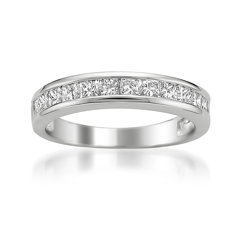 La4ve Diamonds 3/4 cttw, 14k White Gold Princess-Cut Diamond Bridal Wedding Band Ring (3/4 cttw, I-J, I2-I3), Size 5