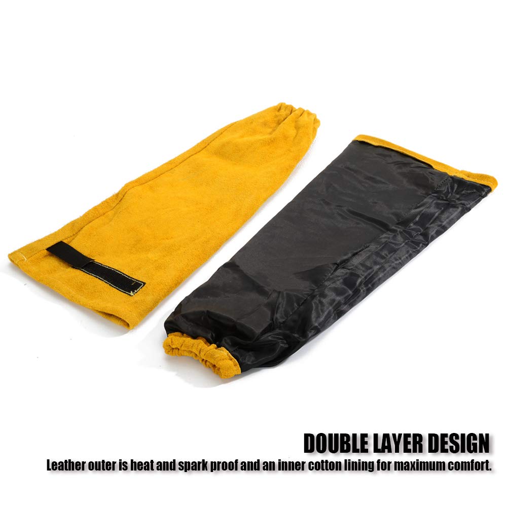 Leather Welding Work Sleeves for Men&Women - Heat & Flame Resistant Arm Protection One Size Fit Most
