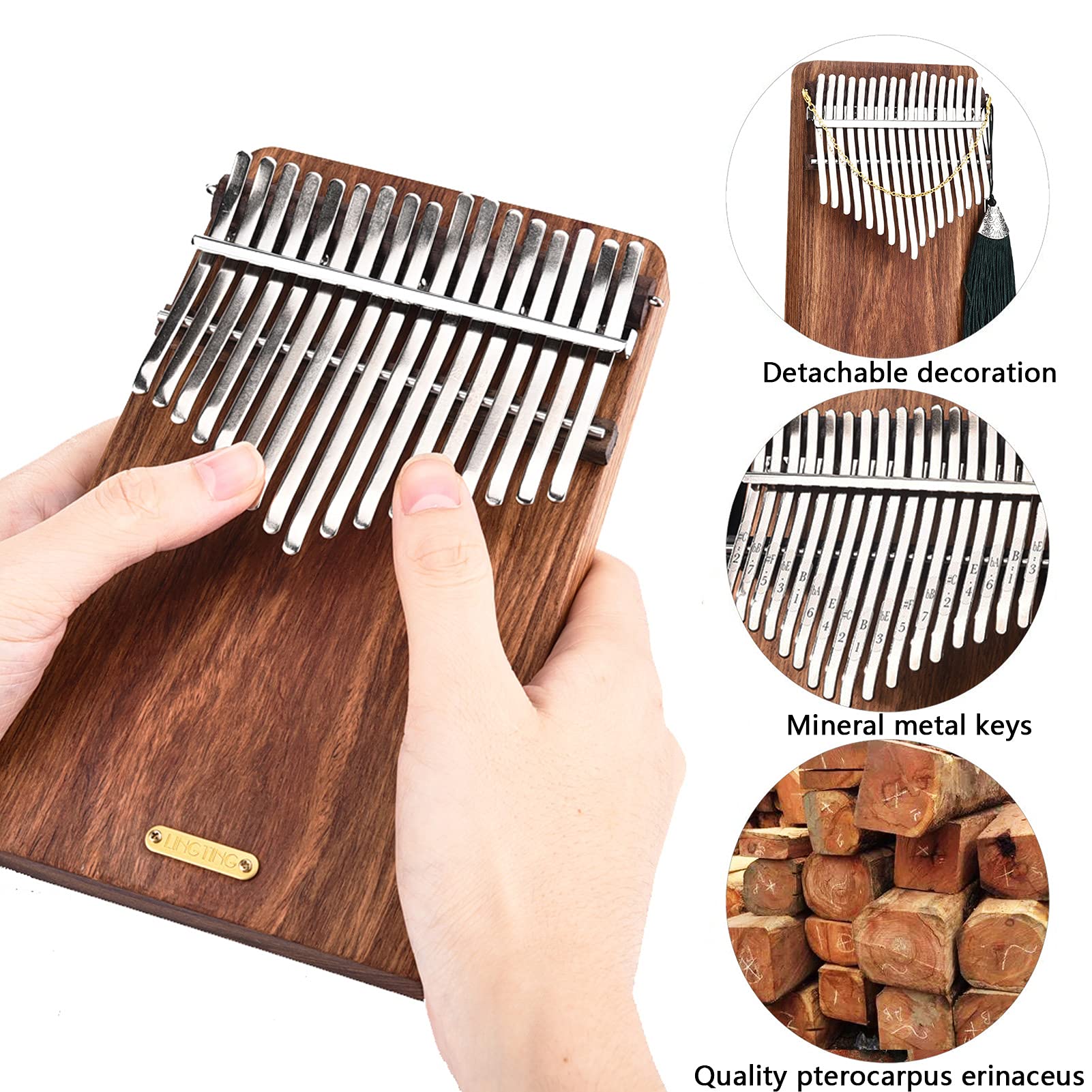 LingTing Kalimba 17 keys Thumb Piano Mbira Finger Piano Gift for Kids Adult Beginners Professional(LT-K17P,sea whisperer)