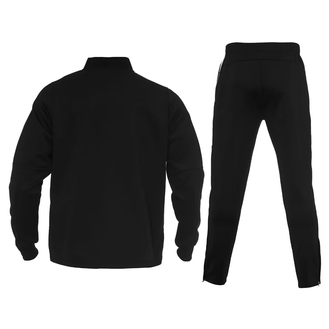 R RAMBLER 1985 Mens track suit set 2 pieces Active Sweatsuit zip up jogging suits for big and tall men lightweight outwear(black,5XL)