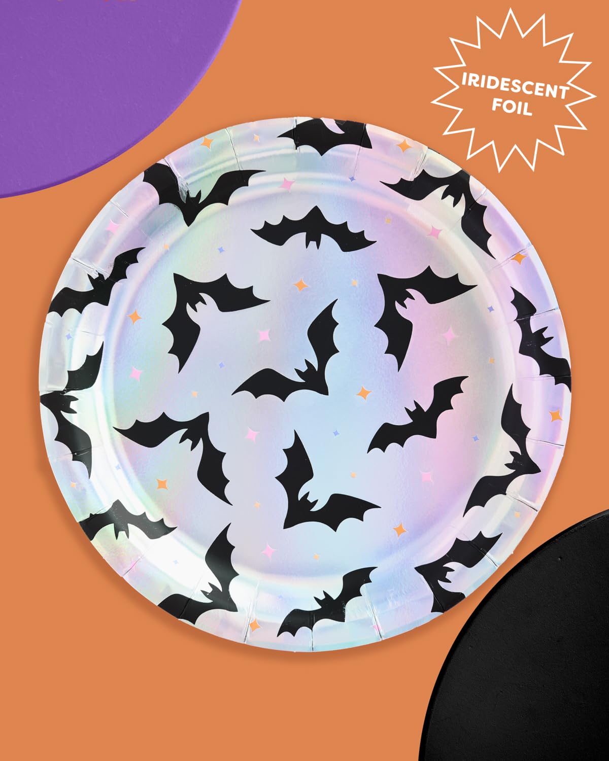 xo, Fetti Halloween Plates - 24 pcs | Halloween Tablescape, Spooky Season Setting, Haunted House Party, Checkered Kids Table Decor