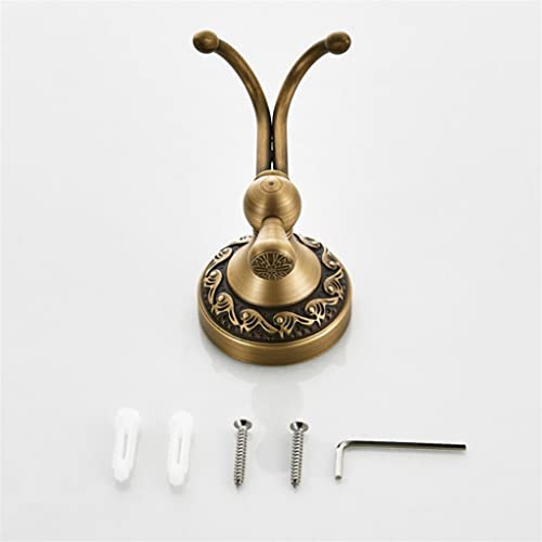 WFJDC Bronze Wall Mounted Bathroom Double Hanger Black Clothes Key Jacket Hanger Brass Ceramic Kitchen Pendant (Color : Bronze, Size : As Shown)