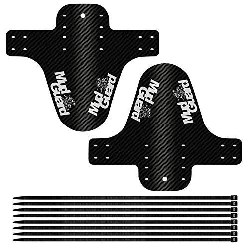 Labewin Bike Fender- MTB Mud Guard Front and Rear Compatible, Downhill Mountain Bike Mudguard Fits 650B 20" 26" 27.5" 29 inch and Fat Bicycle(Black, 2pcs) (Black White)