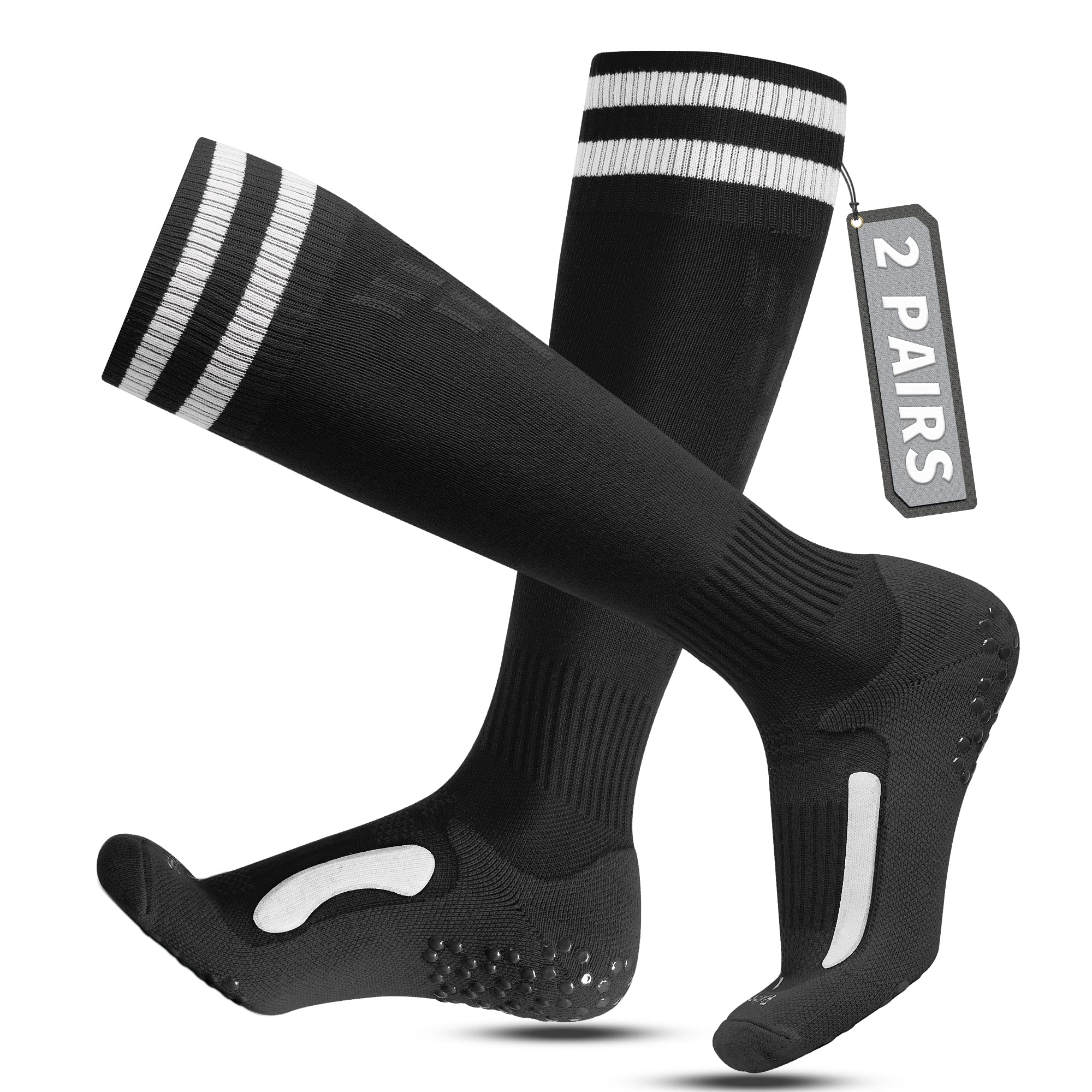 Rahhint Soccer Socks (1/2/4 Pack) Anti Slip Grip Socks Multi-Sport Compression Knee High Crew Socks for Adult&Children