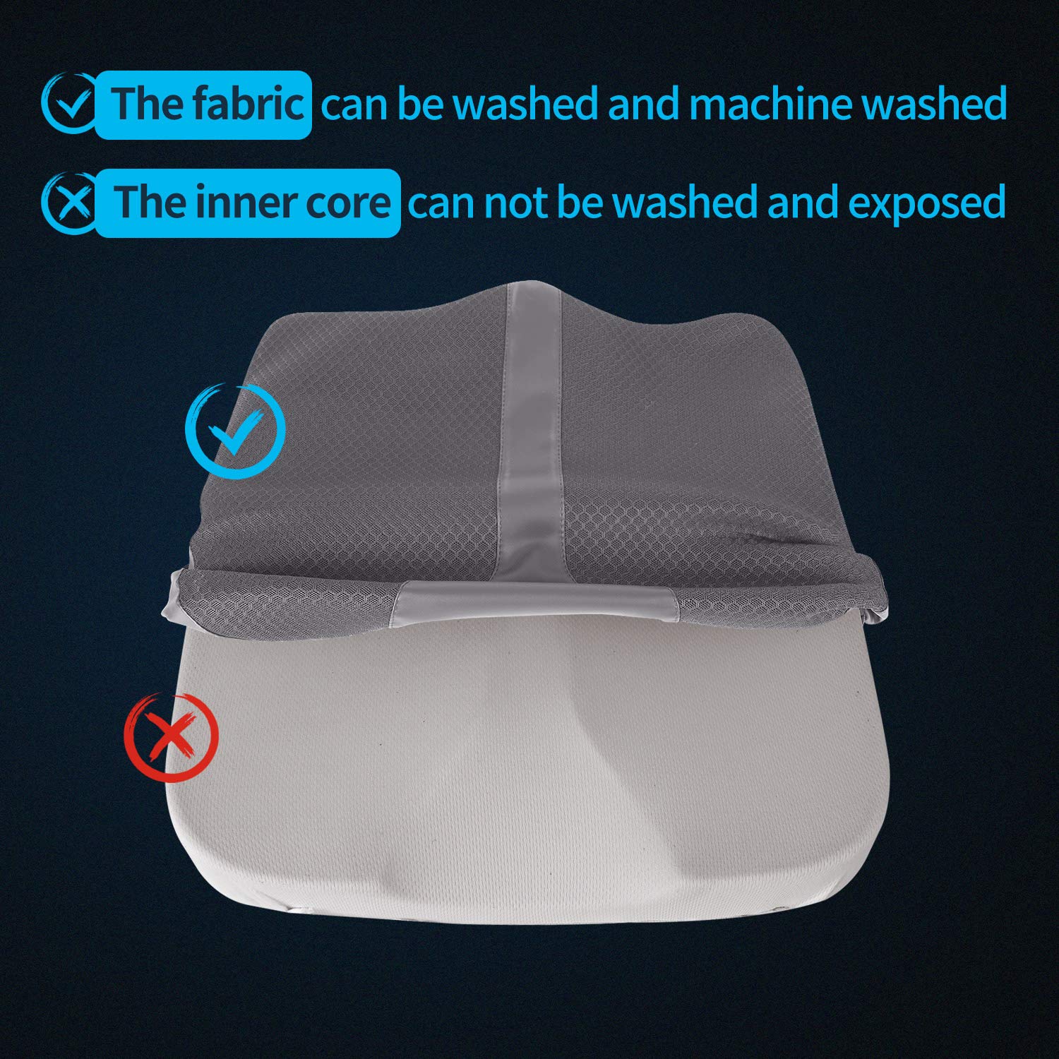 LARROUS Car Seat Cushion - Comfort Memory Foam Seat Cushion for Car Seat Driver, Tailbone (Coccyx) Pain Relief, Car Seat Cushions for Driving (Gray)
