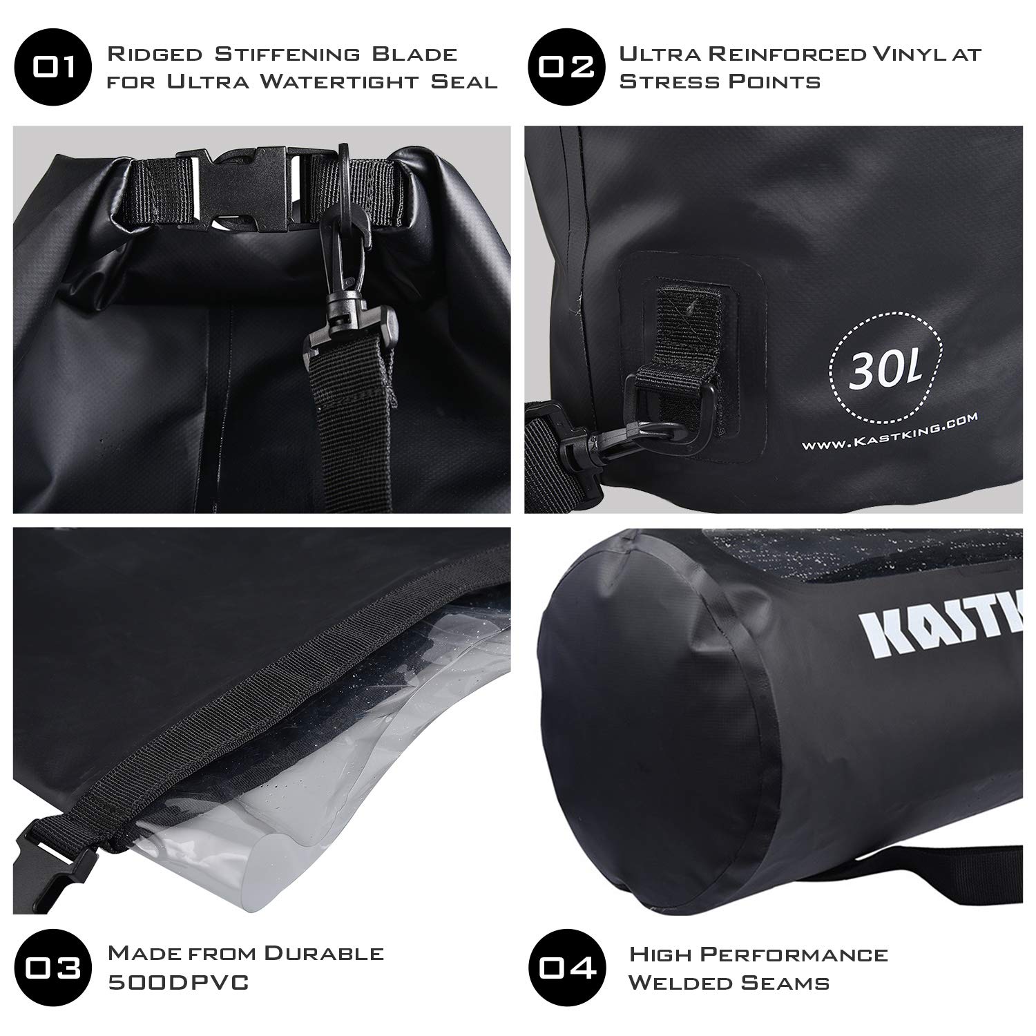 KastKing Downpour Floating Waterproof Dry Bags, Silver Mist Backpack, 30L