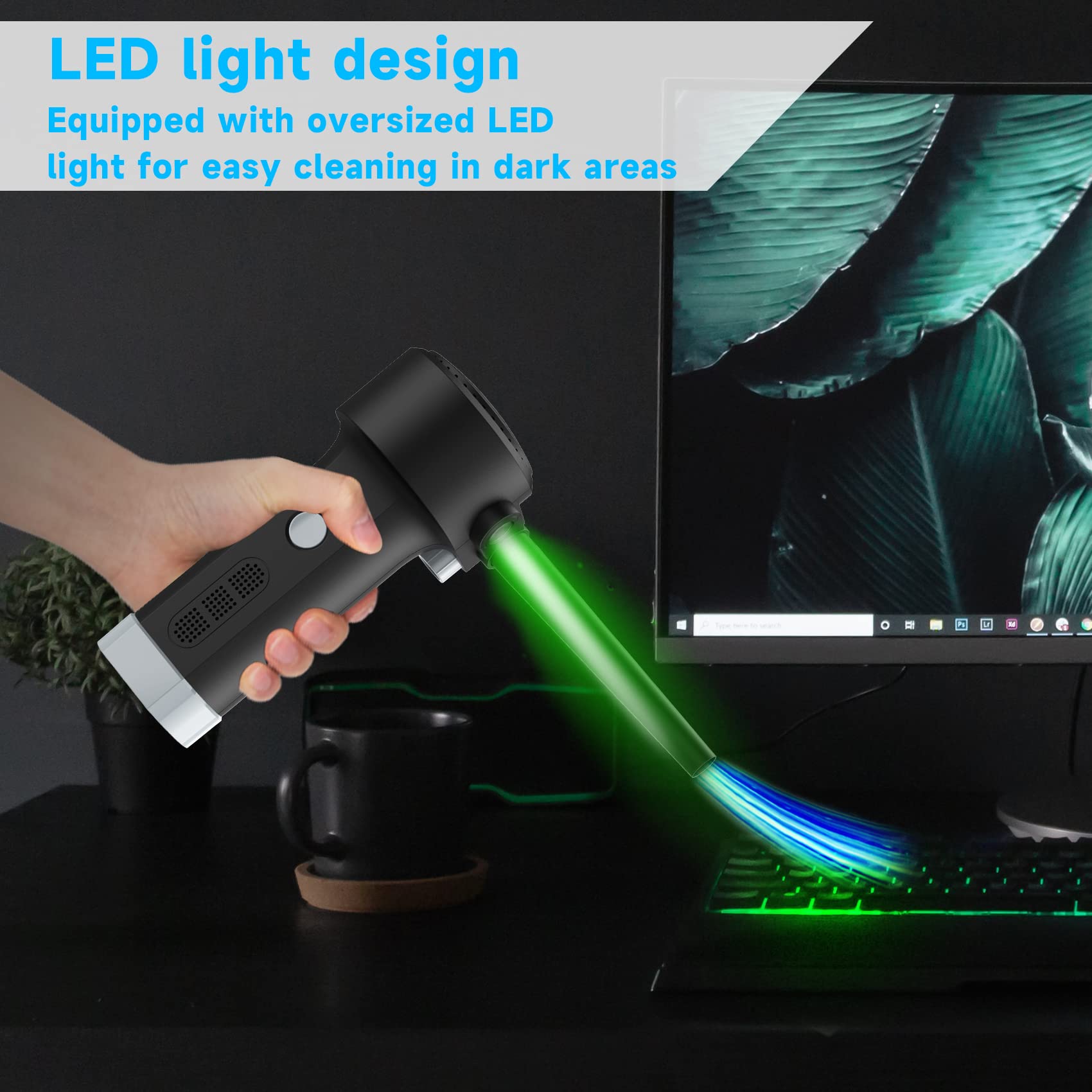 Sukadar Compressed Air Electric Air Duster for Cleaning Computer, Portable 91000 RPM Cordless Air Blower with 10000mAH Rechargeable Battery Replaces Compressed Air Cans for Cleaning Computer Keyboard