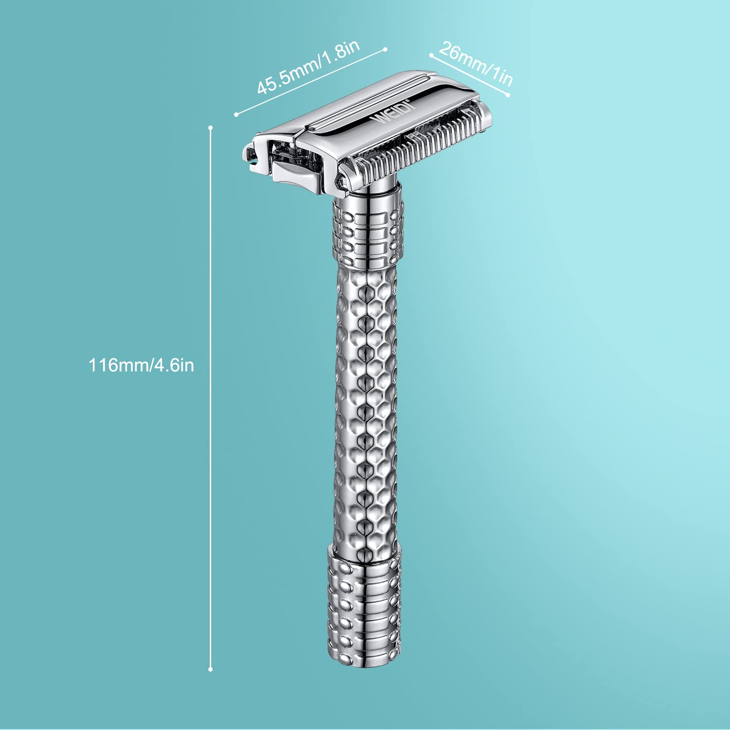 WEIDI Stepless Adjustable Butterfly Double Edge Safety Razor Reusable Rust-proof Manual Wet Shaving Shaver for Men Women with 10 Swedish Blades
