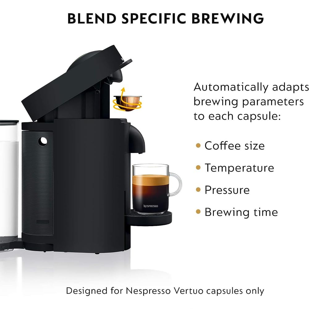 Nespresso 072-08-0259 VertuoPlus Coffee and Espresso Machine by DeLonghi Matte Black (Renewed)