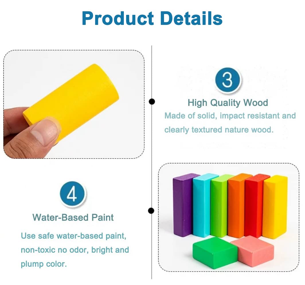 SHIMANDA Wooden Multicolour Building Blocks Set for Boys & Girls, Colorful Learning Educational Construction Toys Gift for Kids, Stacking Building Blocks for Toddlers (40 PCS)