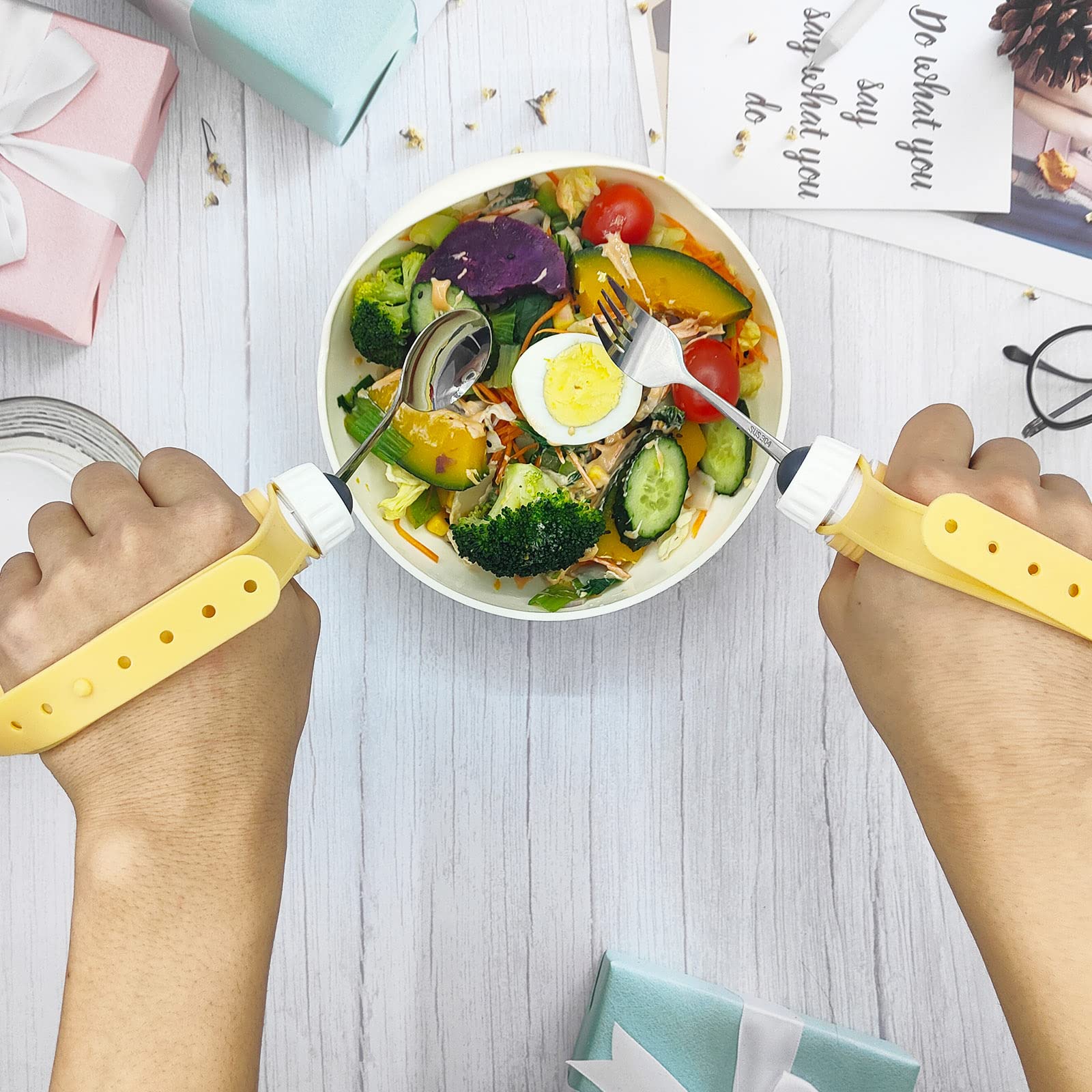 Weighted Adaptive Utensils for Hand Tremors Swivel Spoons Forks with Scoop Plate Set Built Up Utensils for Adults Parkinsons Patients Muscle Weakness Arthritis Elderly