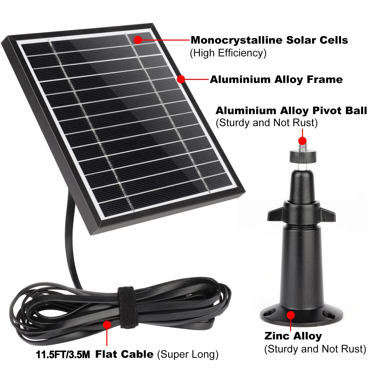 UYODM Solar Panel Compatible with SimpliSafe Wireless Outdoor Security Camera,Power Your SimpliSafe Outdoor Camera continuously, AL Alloy Frame Durable and Sturdy - Black