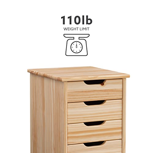 Linon Home Decor Products Corinne Six Drawer Storage, Natural Rolling Cart