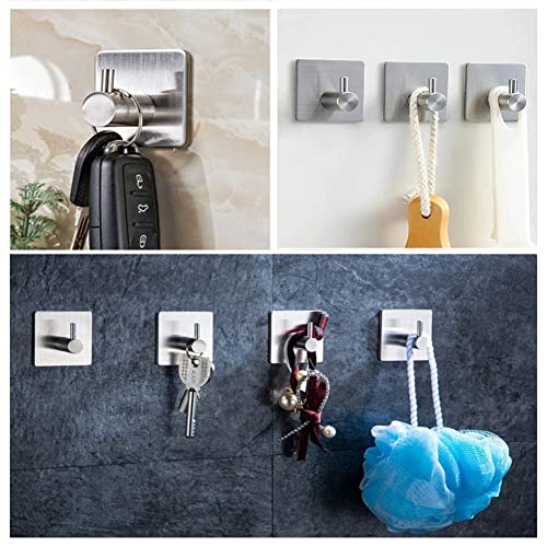 Viadom Adhesive Hooks Heavy Duty Wall Hooks Waterproof Stainless Steel Hooks for Hanging Coat, Hat,Towel Robe Hook Rack Wall Mount- Bathroom and Bedroom 2-Packs