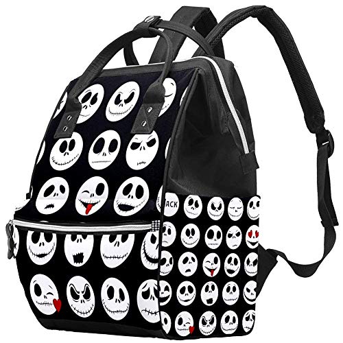 LORVIES Halloween Faces Nightmare Before Christmas Pattern Diaper Bag Backpack, Large Capacity Muti-Function Travel Backpack