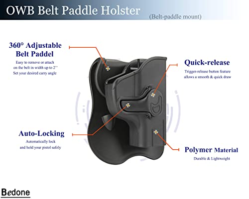 LC9 OWB Holster for Ruger LC9, LC9s, LC380, EC9, EC9s(Not for Laser Models), 360° Adjustable Tactical Gun Holster, Outside Waistband Carry - Right Handed