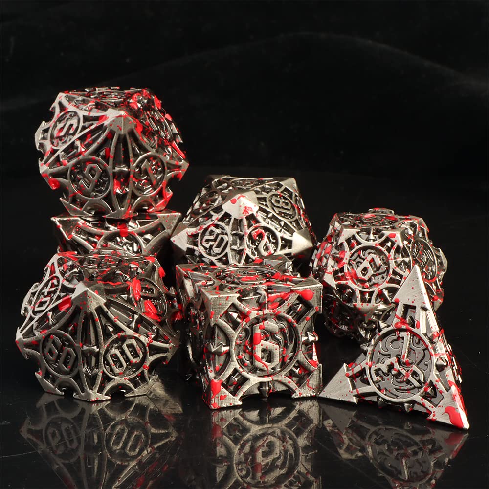 QIYECAO DND Dice DND Metal Dice Set Use Solid Design with Metal Box for RPG DND Dice Collector Board Game Player