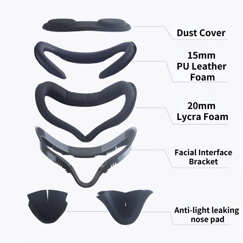 Quest 2 Facial Interface Bracket Face Cover Sweatproof Anti-Light Leakage Face Pad Breathable Face Bracket, 6in1 Quest 2 Accessories Set