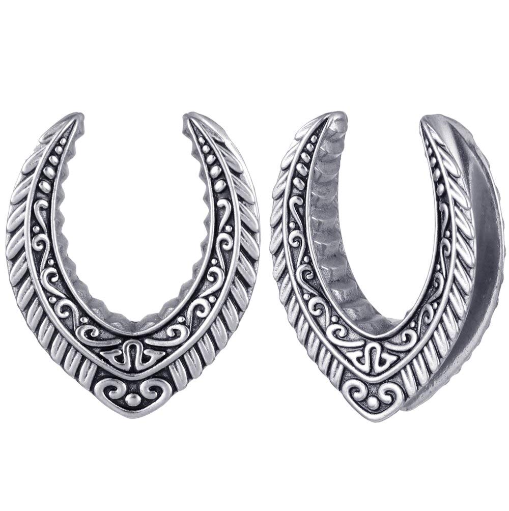 LADEMAYH 2Pcs 1 inch Gauges for Ears, Silver 25mm Gauges for Ears, Vintage 1 inch Plugs for Ears Surgical Steel Saddle Plugs Tunnels Ear Gauges Earrings