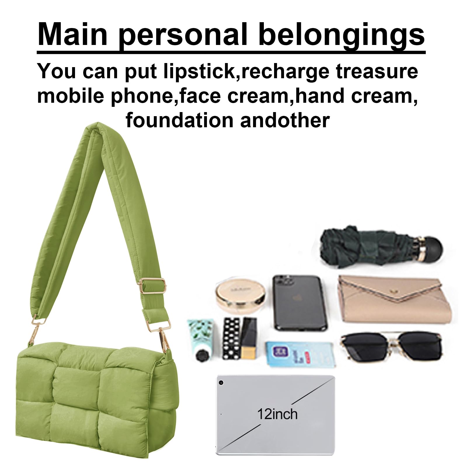 NAARIIAN Women's Large puffer tote bag, Quilted Puffer Tote Bag Soft Padded Down shoulder Handbag Totes Puffer Shoulder Bag Pillow Shopper Bag(WHITE)