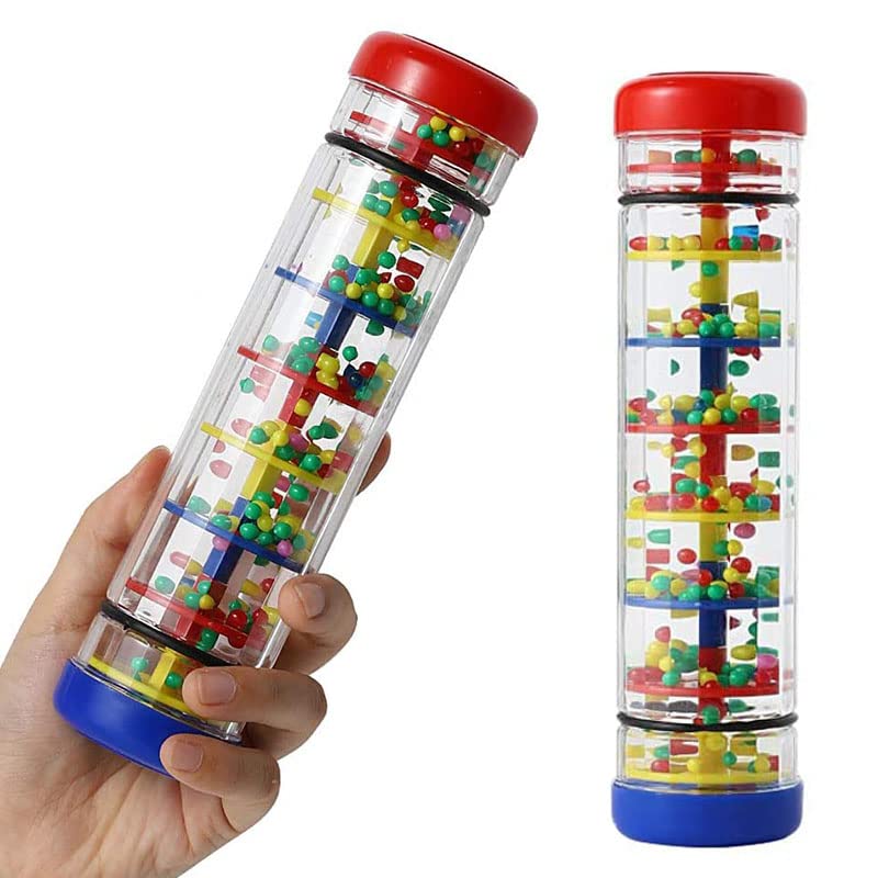 Rainmaker Baby Rain Stick Toys for Kids: 8 inch Rainstick Sensory Rattle Toys for Babies,Shaker Rainfall Tubes Musical Instrument -Red