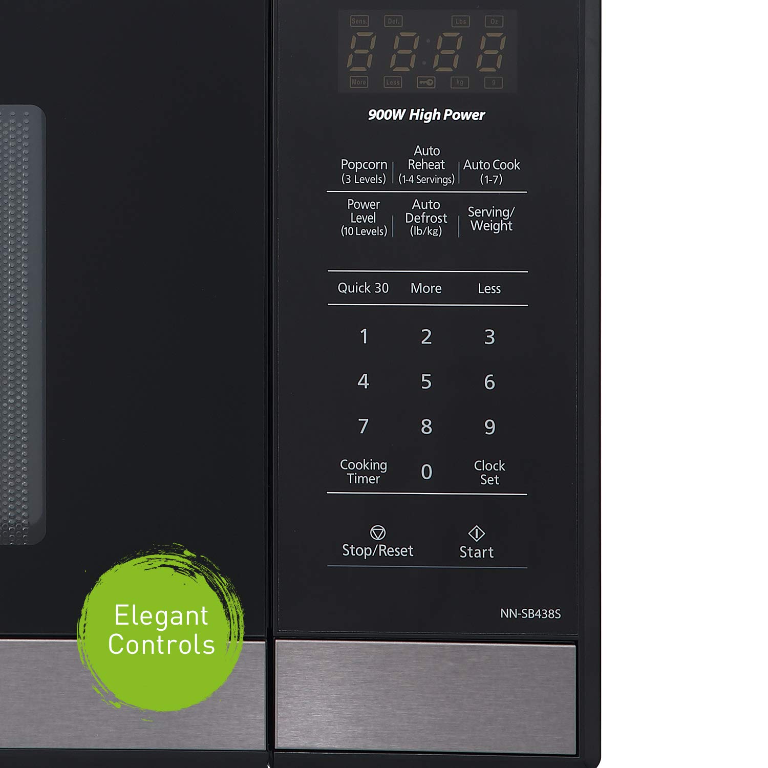 Panasonic NN-SB438S Compact Microwave Oven, 0.9 cft, Black Stainless Steel
