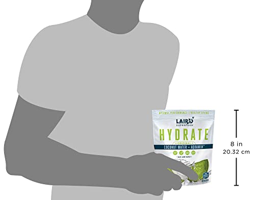 Laird Superfood HYDRATE Coconut Water Powder Drink Supplement with Coconut Water and Auqamin, All Natural, No Added Sugars, Gluten-Free, Non-GMO, Vegan, 8 oz. Bag, Pack of 1