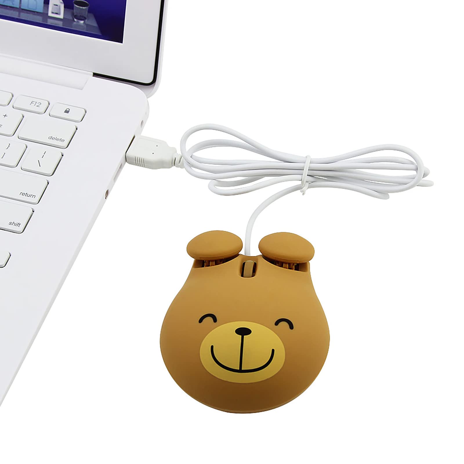 Sokelinn-six Wired Cute Mouse, USB Wired Mause for Kids with Lovely Cartoon Shaped, 1600PDI 3 Buttons Ergonomic Mini Mice for PC Laptop Desktop (Brown Bear)