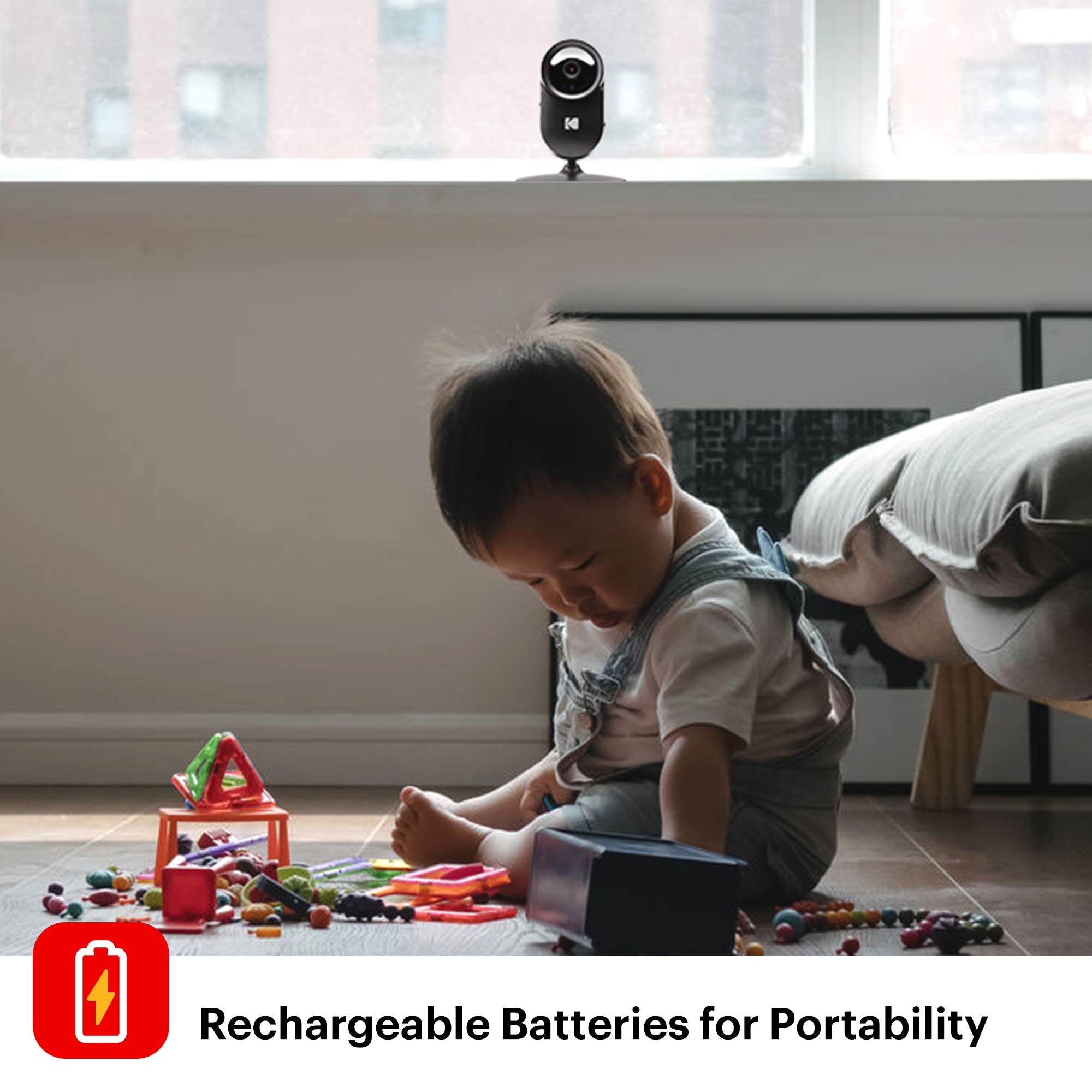 KODAK Cherish F680 Home Security Camera - 1080p HD Camera, Night Vision, 120-Degree View, Rechargeable Batteries and WiFi Mobile App