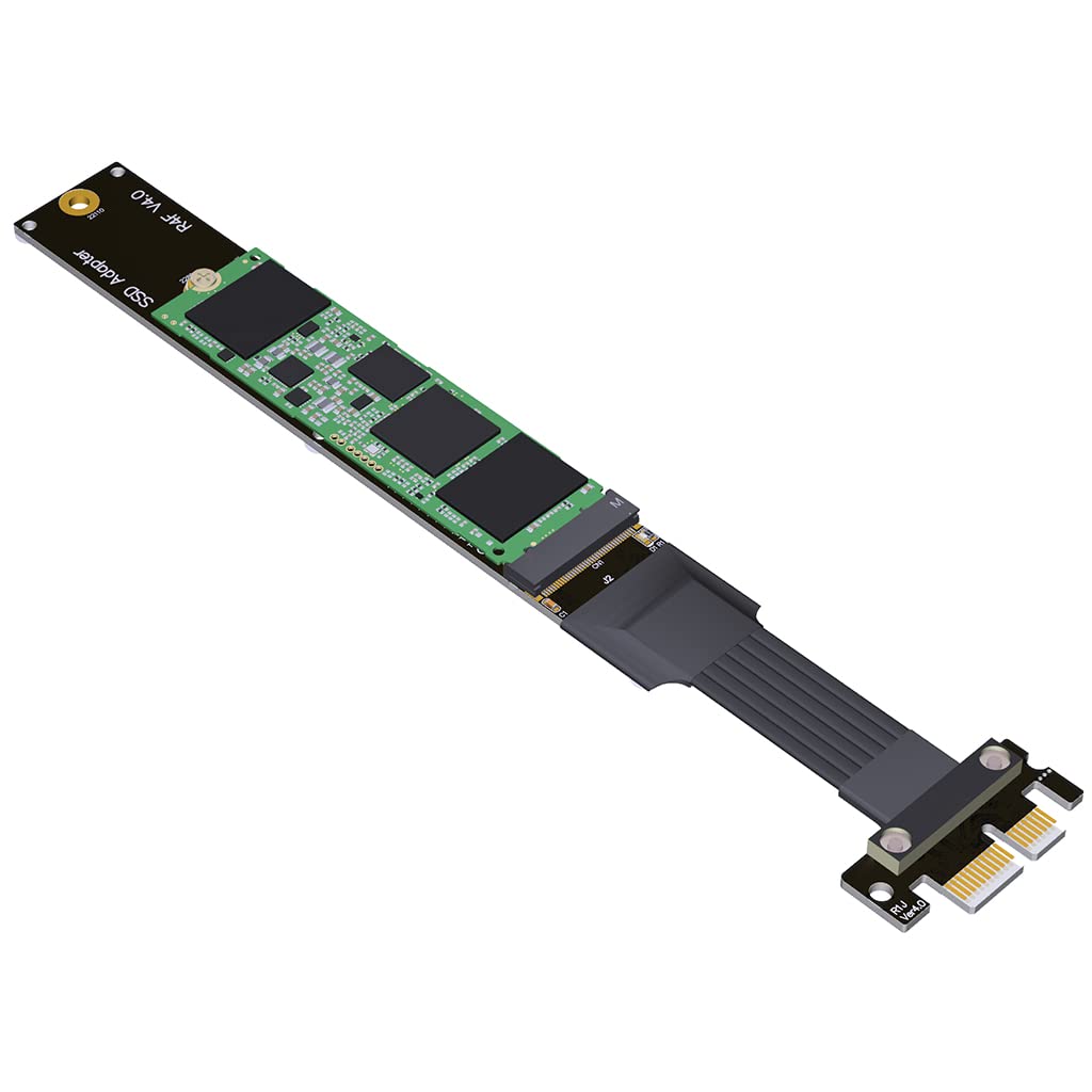 XT-XINTE M.2 Key M SSD to PCIe 3.0/4.0x1 PCI-Express Adapter Riser Card Flexible Flat Cable for M2 NVMe Solid State Drive Extension Cable (PCIe 4.0 R14JF-15cm)