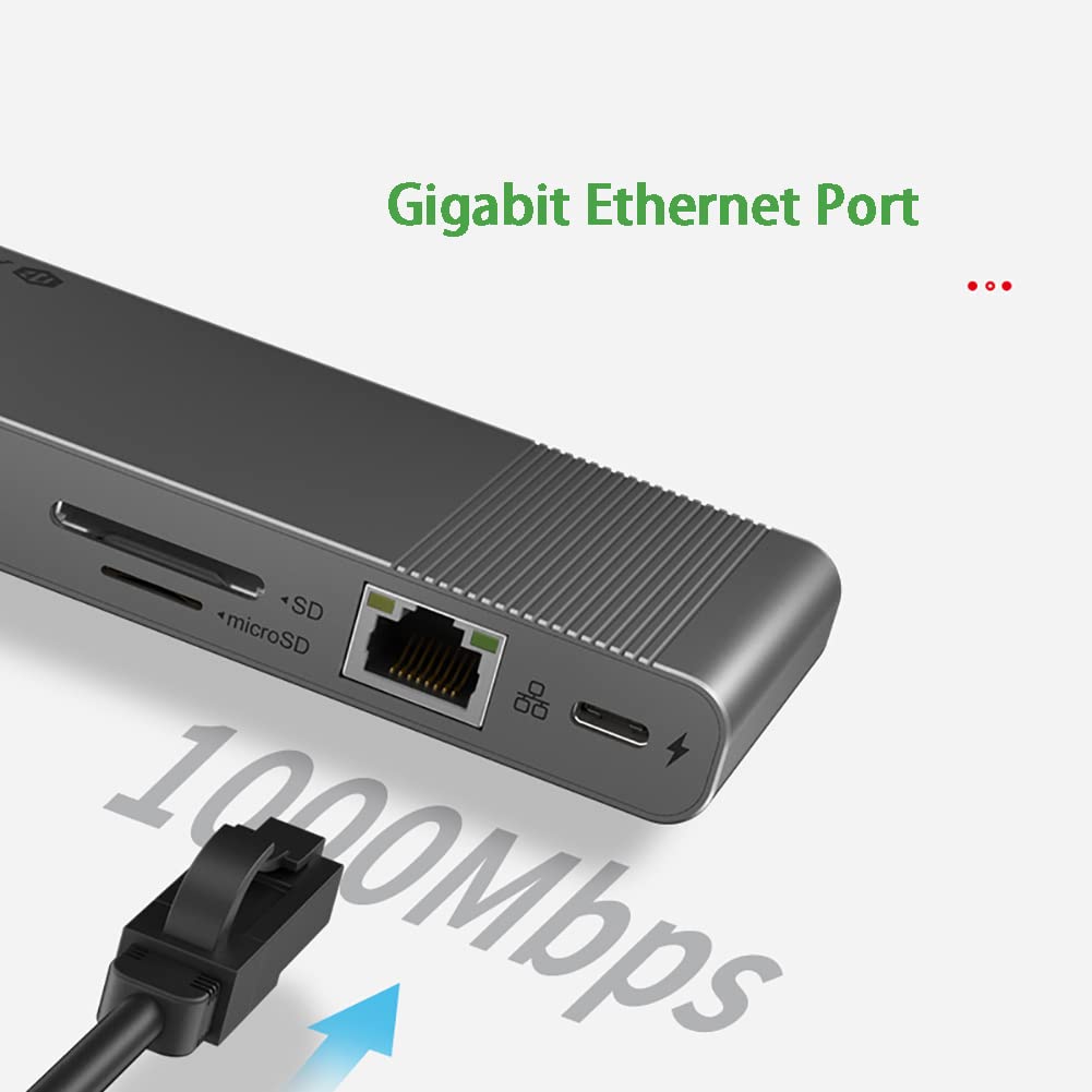 Vertical USB C Hub,USB C Laptop Docking Station,12 in 1 Type C Adapter Compatible for MacBook and Windows(HDMI DP PD USB 3.1/3.0 SD TF Card Reader )