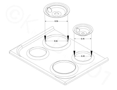 KITCHEN BASICS 101 Made in the USA WB31T10010 and WB31T10011 Replacement Chrome Drip Pans for GE/Hotpoint Electric Range with Locking Slot - Includes 2 6-Inch and 2 8-Inch Pans, 4 Pack