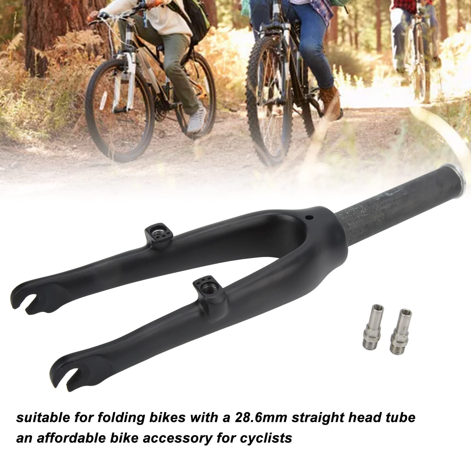 Raguso Carbon Fiber Bike Fork, High Toughness Road Bike Fork Stable Light Weight for 28.6mm Folding Bikes