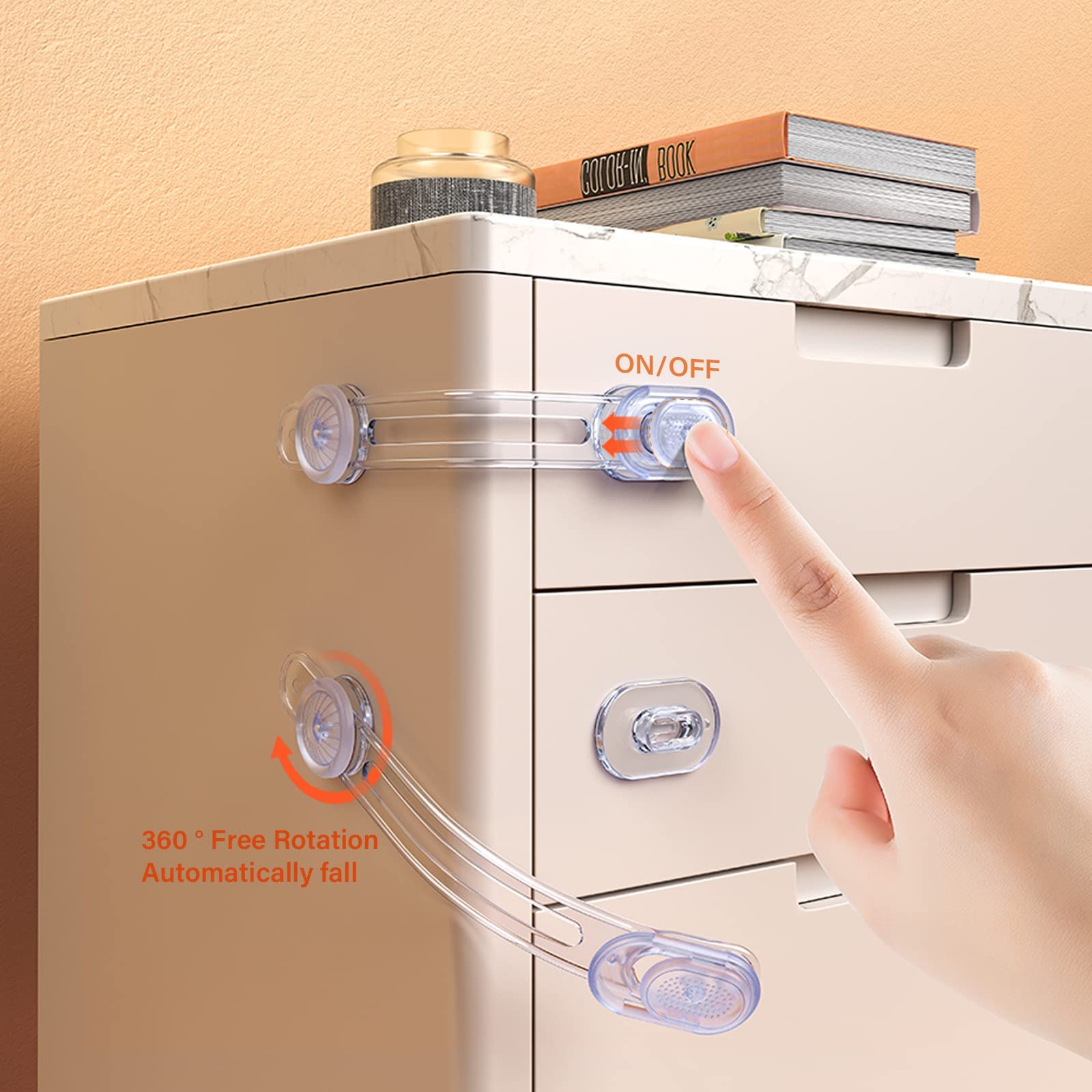 xuenair Cabinet Locks For Babies, Baby Proof Cabinet Locks Use 3M Adhesive(Quick & Safe) Child Locks For Cabinets,Drawers, Toiet And More(10 Pack)