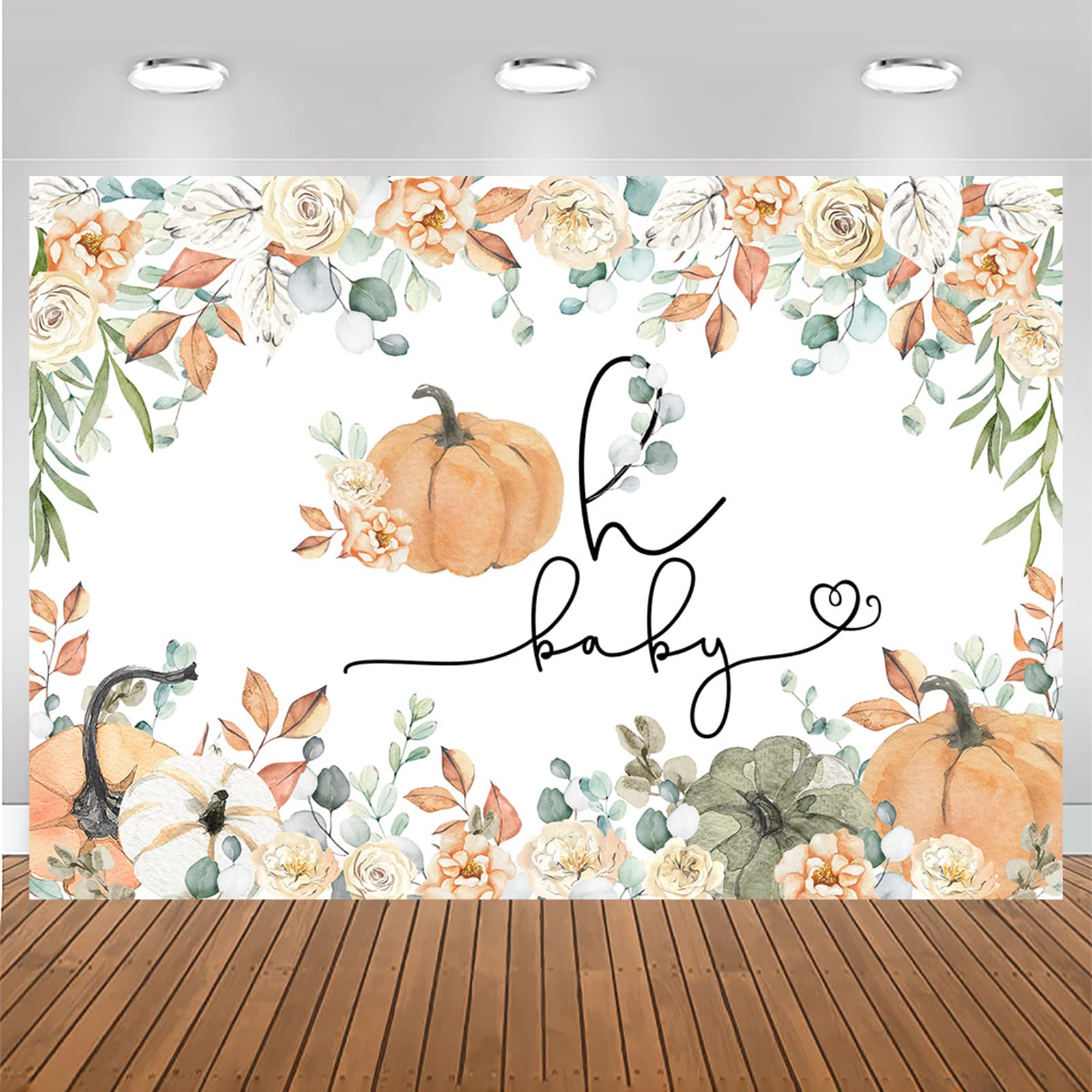 Mocsicka Pumpkin Baby Shower Backdrop Gender Neutral Oh Baby Background Autumn Fall Little Pumpkin Baby Shower Party Decoration (Orange, 7x5ft(82''x60''))