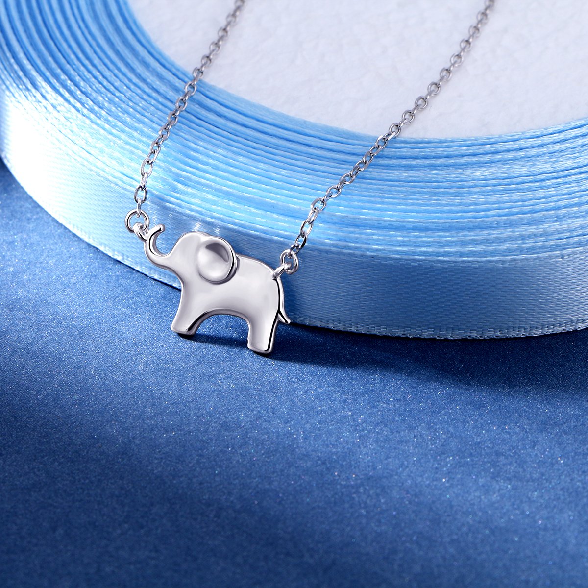 Ladytree S925 Sterling Silver Lovely Elephant Pendant Necklace for Women Jewelry Gift