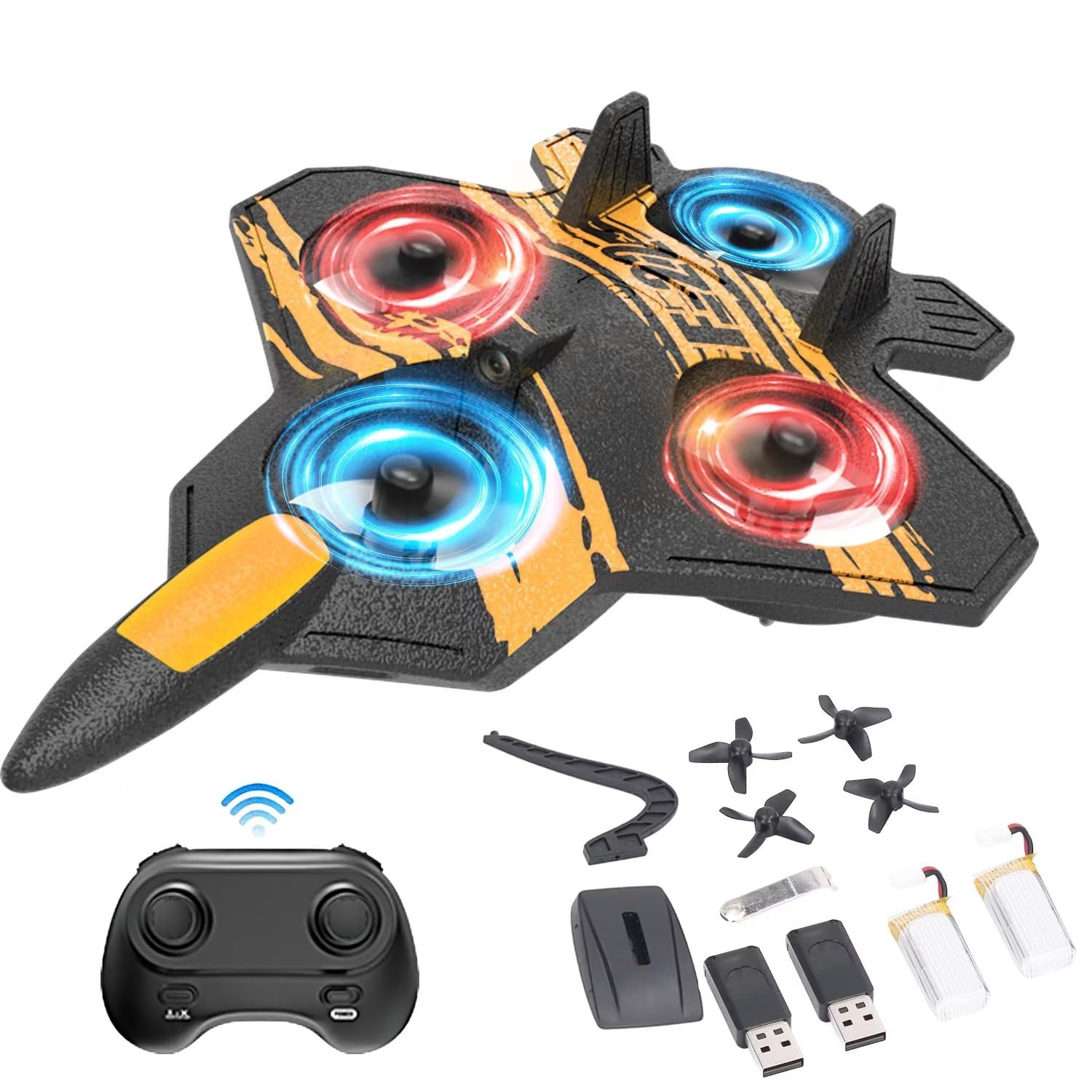 Leencum RC AirPlane Drone, Remote Control Airplane Quadcopter Helicopter with Auto Hovering,3D Flips,3 Speed Modes,long Flight Distance Flying Time Orange