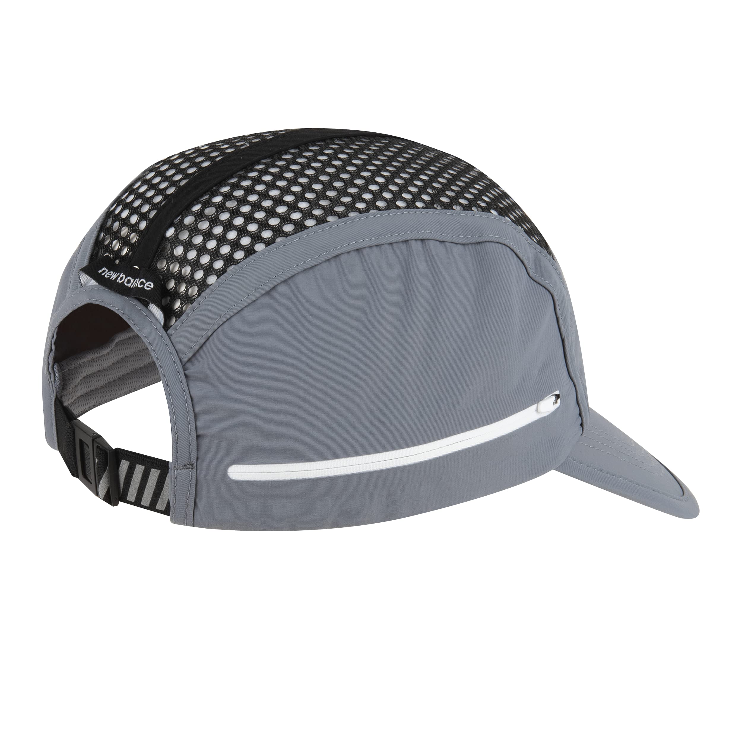 New Balance Unisex, Men's and Women's Running Stash Hat with Zippered Pocket, One Size, Gunmetal