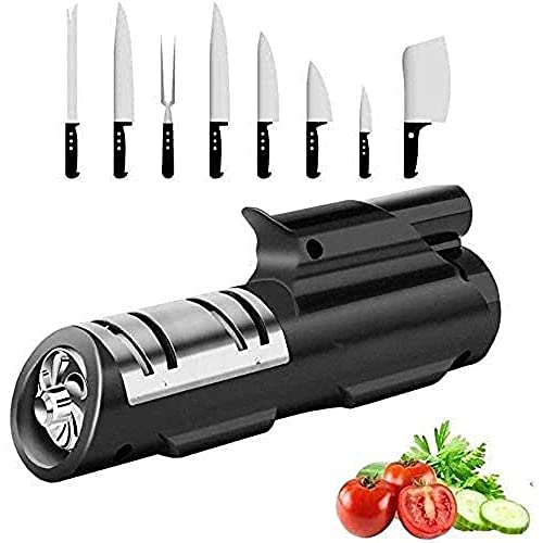 NesRabbit Knives Sharpener, Kitchen Professional 4 in 1 Blade Sharpening Tool, Tungsten Steel/Diamond, Polish & Grind Out A Sharp & Bling Knife, strong and sturdy, Chef's Best Choice (Color : Black)