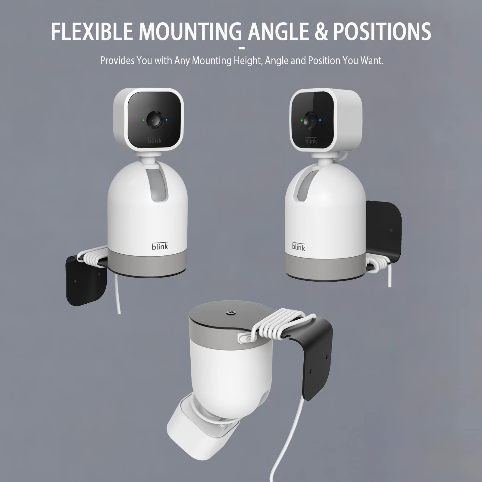 PUUUCI Wall Mount for Blink Mini Pan-Tilt Camera - Blink Mini Pan-Tilt Camera Black Stainless Steel Wall Mount Bracket/Holder for Home/Apartment/Office Indoor (1-Pack)