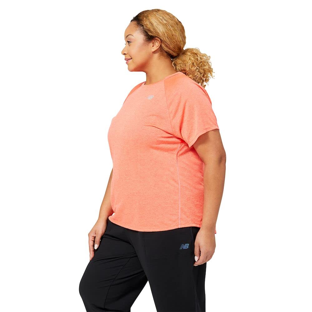 New Balance Women's Impact Run Short Sleeve 22, Electric RED Heather, S