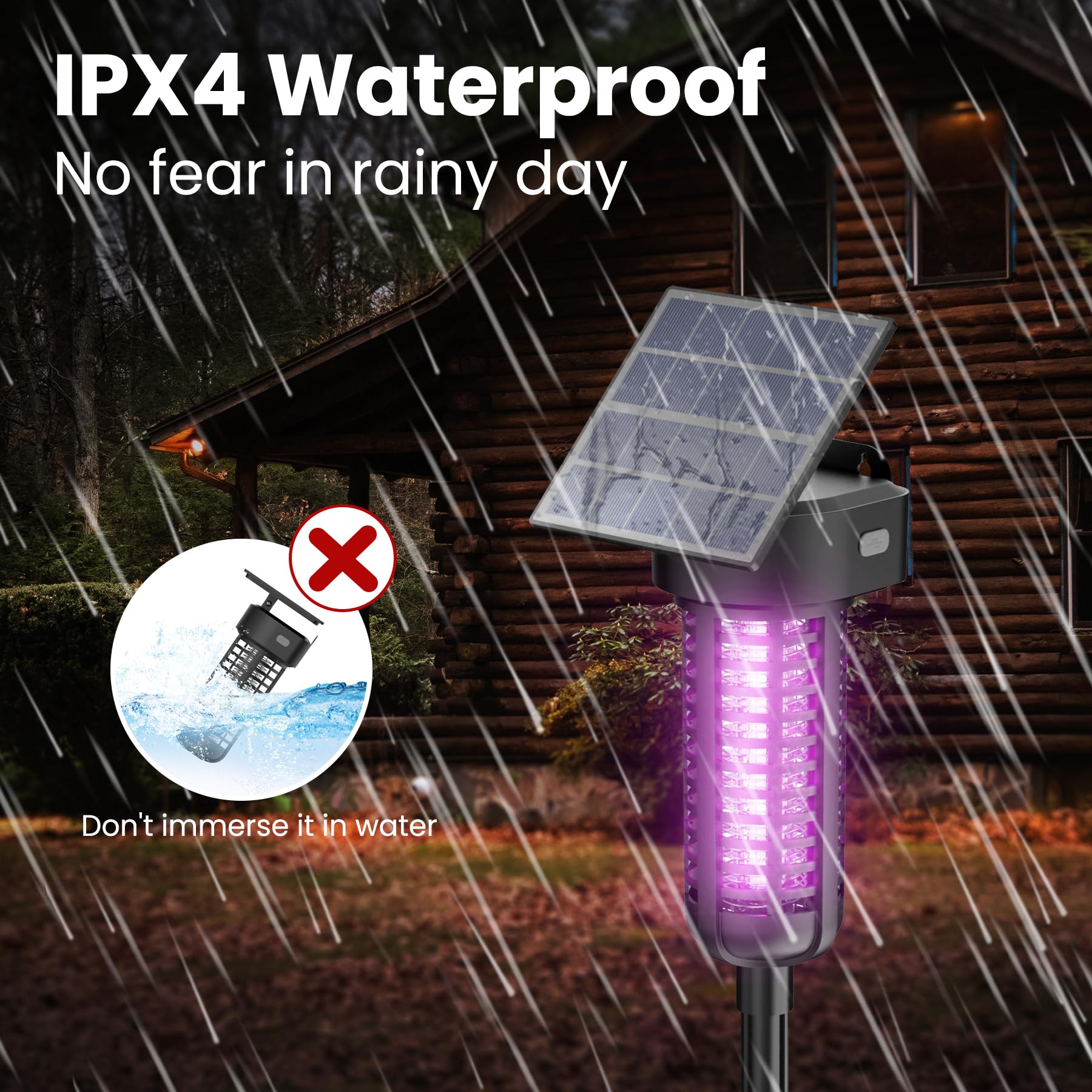 Solar Bug Zapper Outdoor Mosquito Trap Killer Mosquito Killer Lamp,Cordless & Rechargeable ,Fly Zapper Mosquito Catcher Lamp Decor Light for Patio Garden