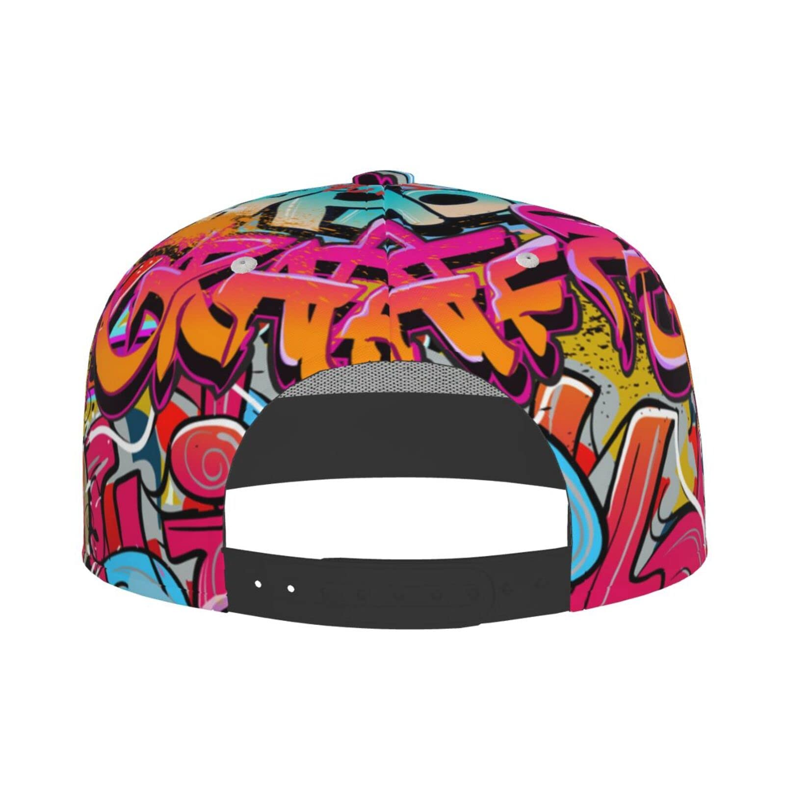 Quzioxe Graffiti Wall Urban Flat Bill Brim Cap Hip Hop Hat Baseball Cap for Men Women Adjustable Square Flat Visor Back Trucker Snapback Hat