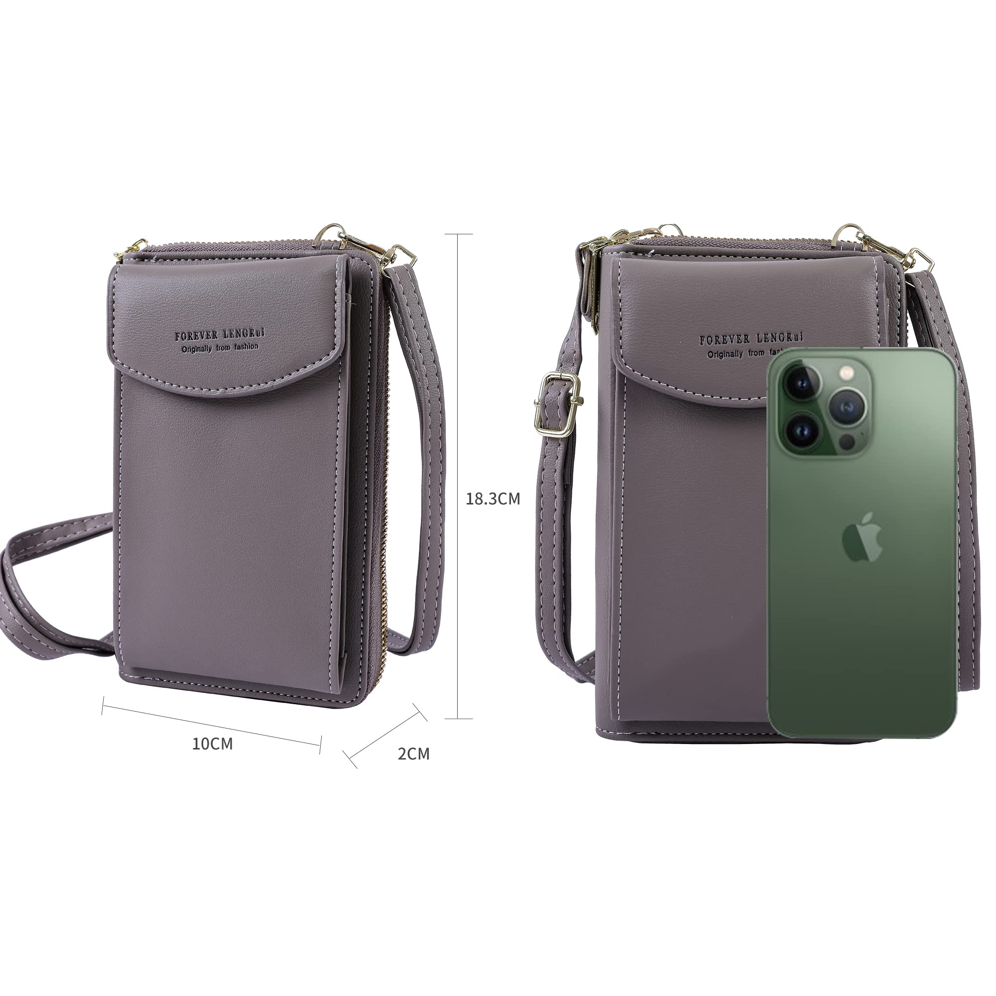 Shoulder Handbag For Women Purse Wallet Small Crossbody Bag With Credit Card(Grey)