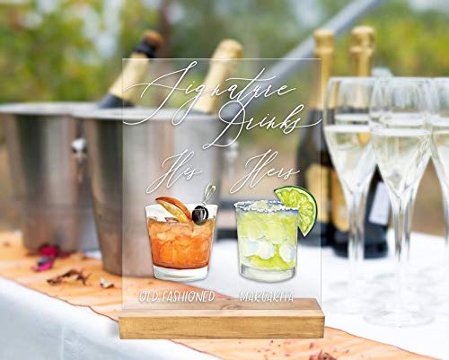 Signature Drink Sign for Wedding or Party Bar Menu Sign, Wedding Sign, Bar Sign His Hers Drinks Custom Drinks Sign Clear