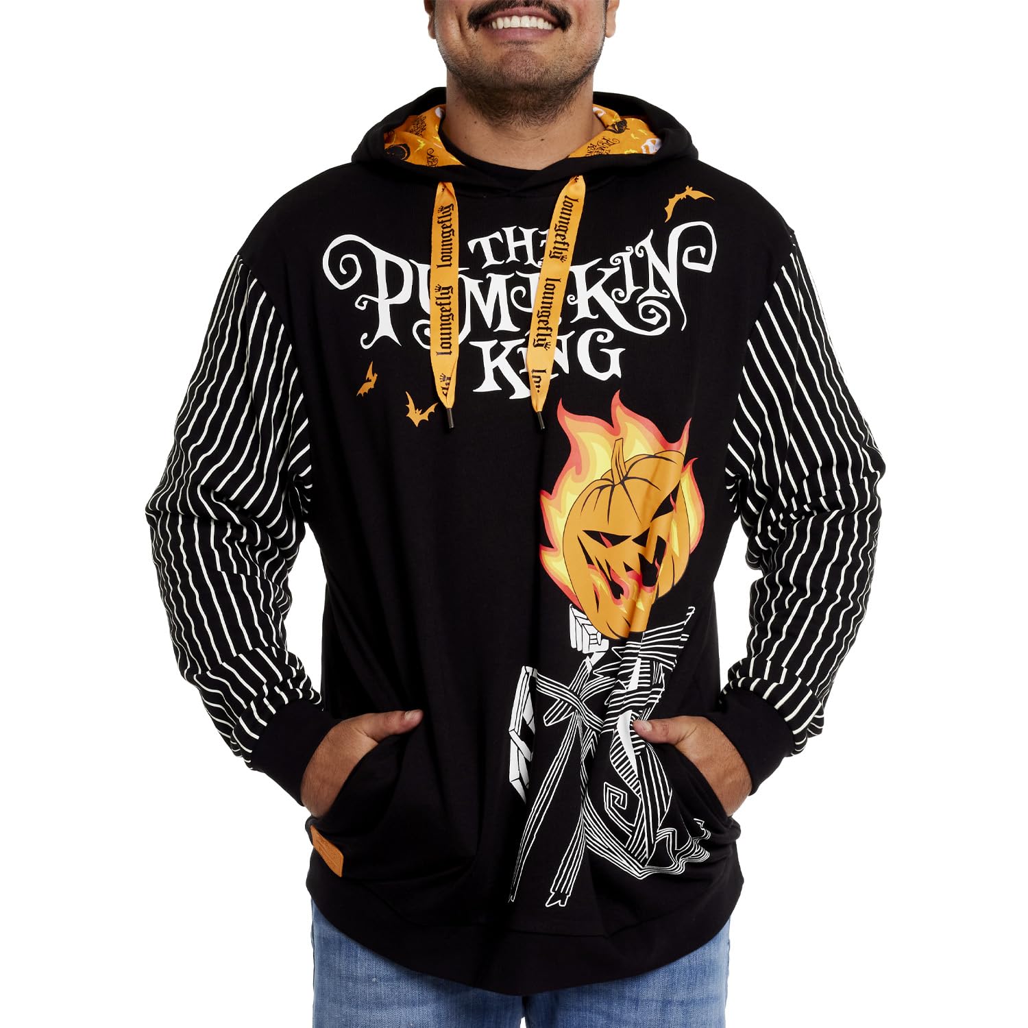Loungefly Apparel Disney Nightmare Before Christmas Pumpkin King Hoodie, XXL Black