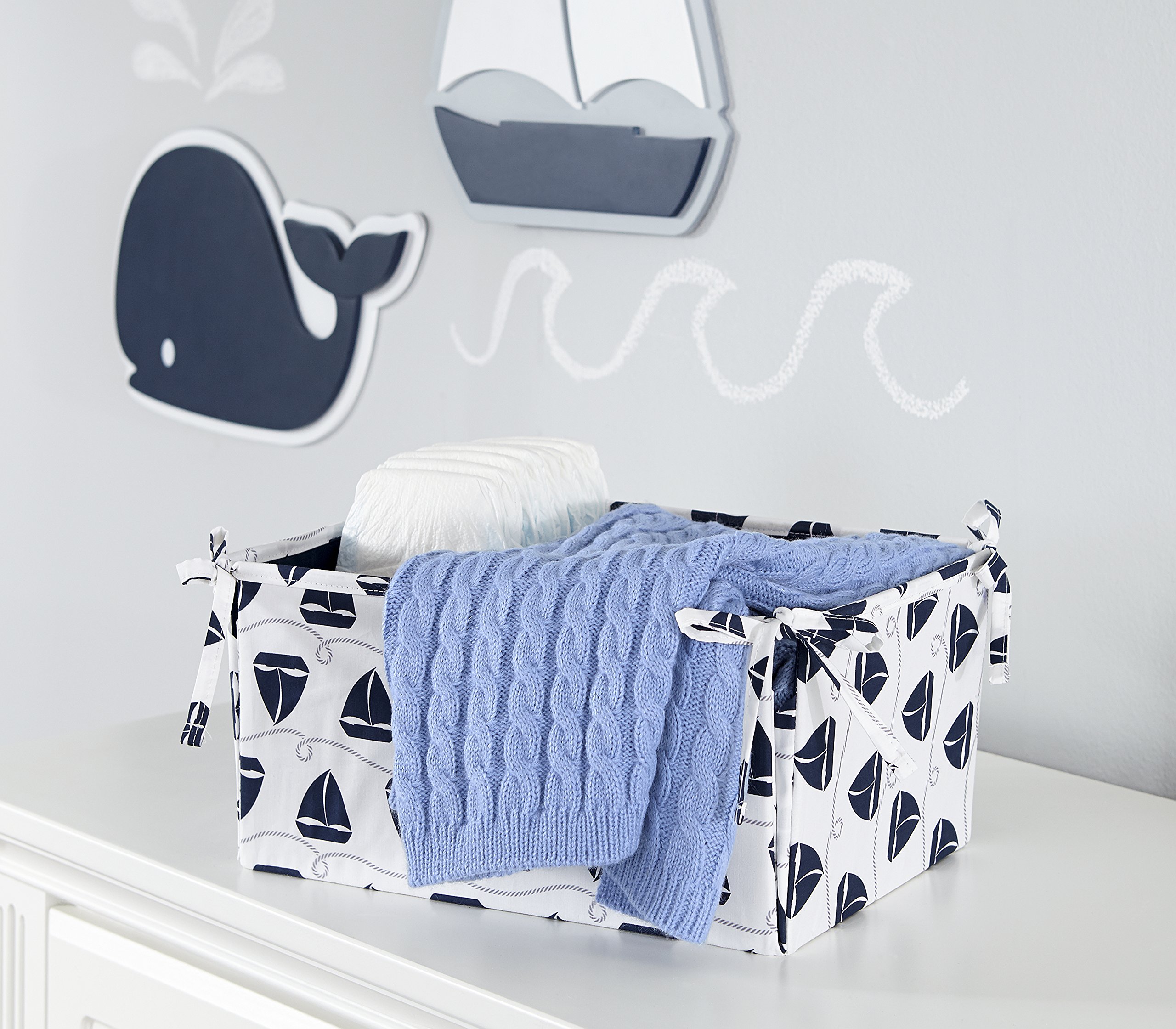 Nautica Kids Separates Sailboats/Rope Print Nursery Storage, Navy/White