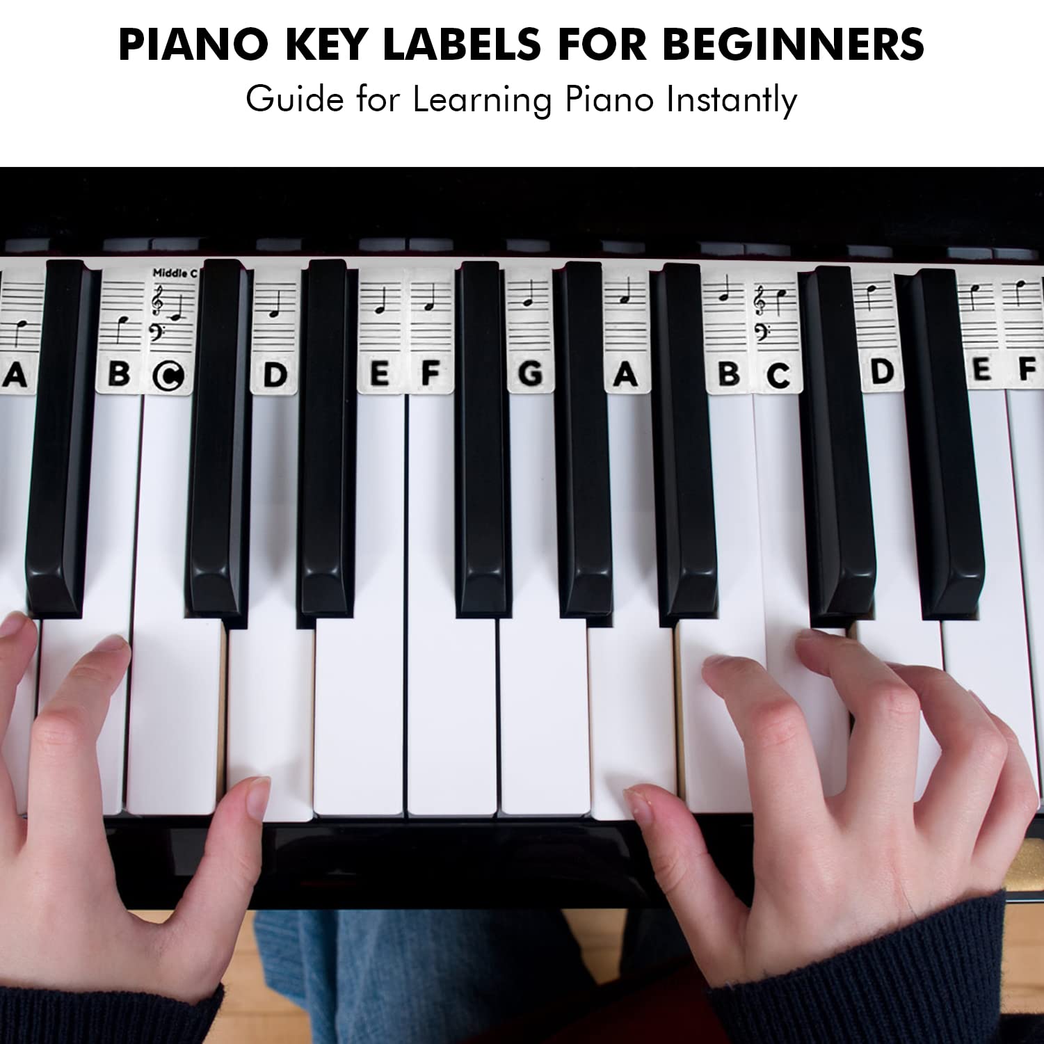 Removable Piano Keyboard Note Labels, Reusable Piano Notes Silicone Strips 88-Key Piano Music Notes Letter Label Guide Without Stickers, A Great Learning Tool for Beginner Piano Player of All Ages