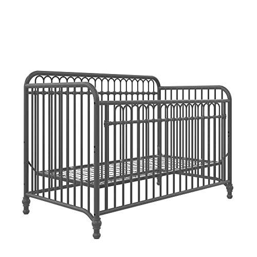 Little Seeds Raven 3-in-1 Convertible Metal Crib, JMPA Certified, Gray