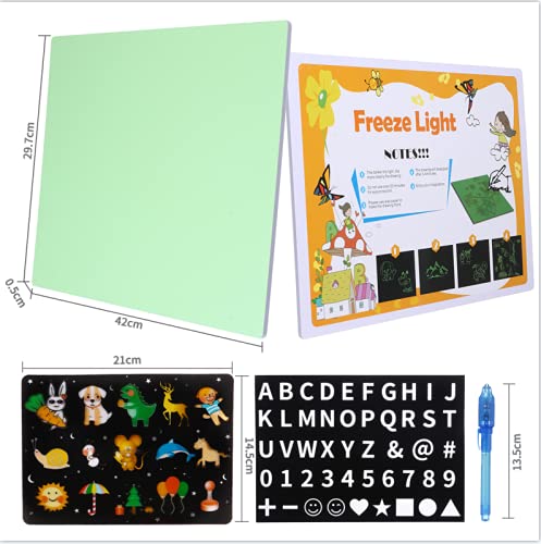 Kid Light Drawing Pad, Doodle Board Drawing Tablet Luminescent Board Glow in Dark Fluorescent Writing Tablet Developing Drawing Educational and Learning Toy Over 3 Years Old (Blue, A3)